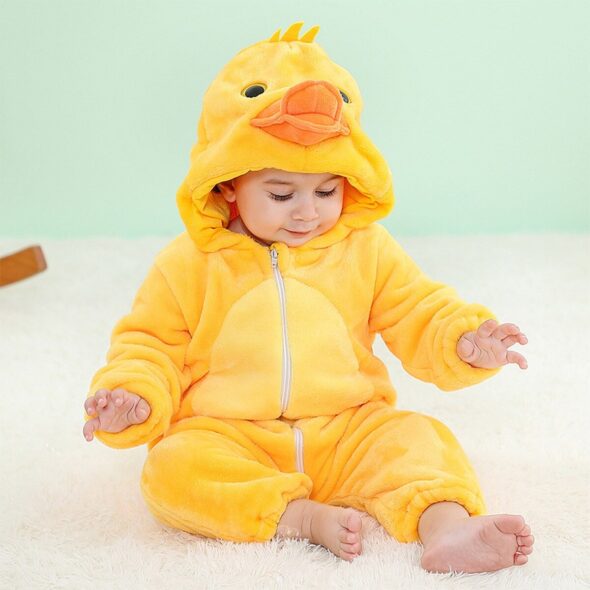 Yellow Duck Animal Polar Fleece Kigurumi Onesie Pajama Costume For ...